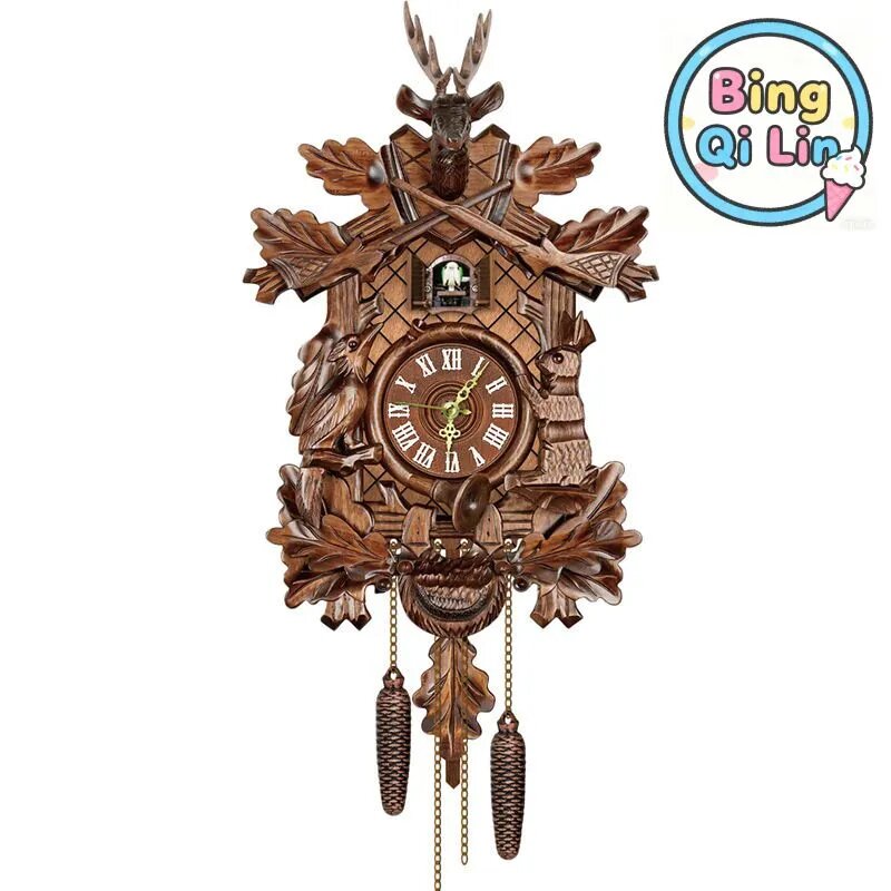 Настенные часы "деревянные, со звуком кукушки по расписанию", 50 см х 25 см