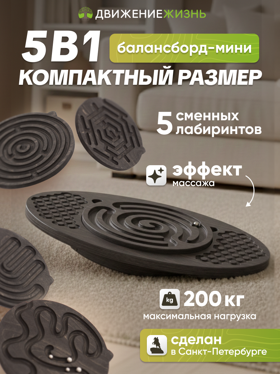 Балансборд, нейротренажер (балансир) лабиринт для детей и взрослых, окрашен маслом