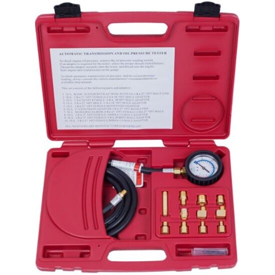 Манометр Мастак для измерения давления масла, 0-21 бар, комплект адаптеров