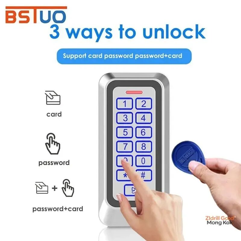 Бесконтактный считыватель с кодонаборной панелью и контроллером на 1000 пользователей Ps-Link PS-208C-EMW для карт доступа EM-Marine / в металлическом корпусе с классом защиты IP67-weiqun