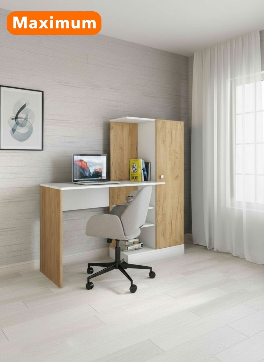 Компьютерный стол Элегант-Про: Белый Дуб Крафт