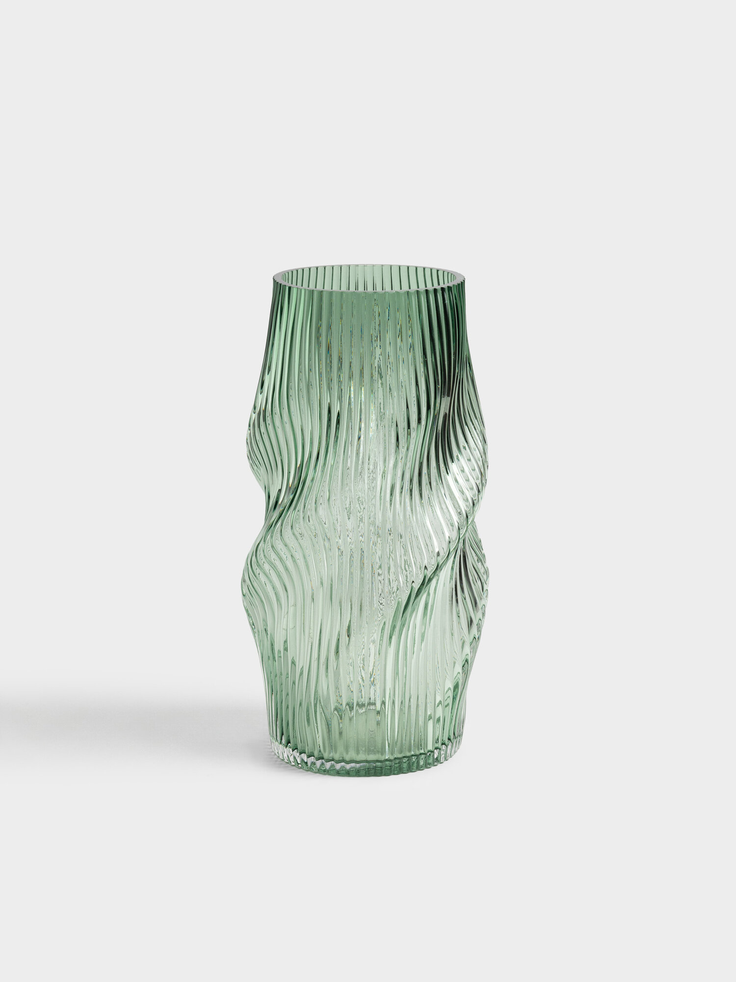Ваза для цветов, 30 см, стекло, зеленая, Вихрь, Ribedic, Kuchenland