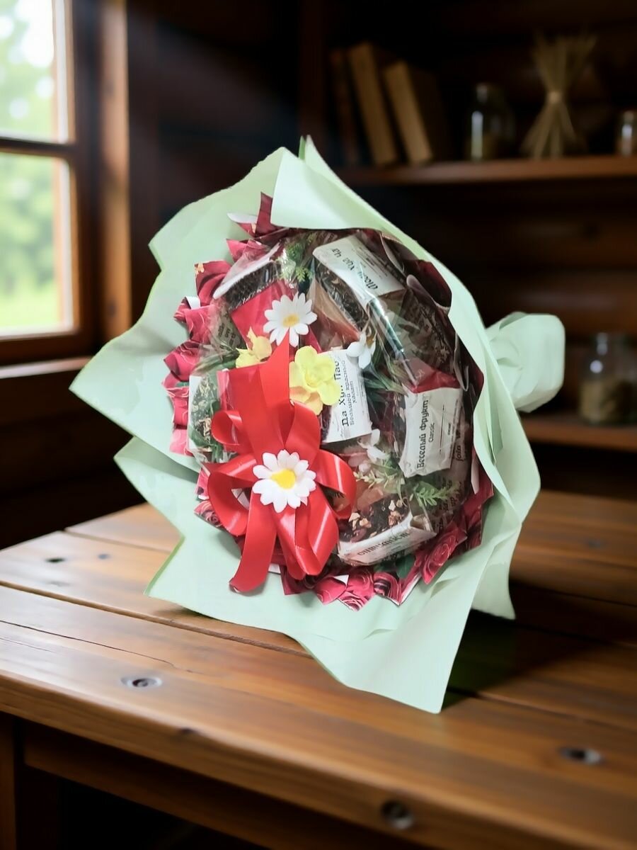 Чайный букет из 7 видов чая х 20гр ассорти в зеленой обертке