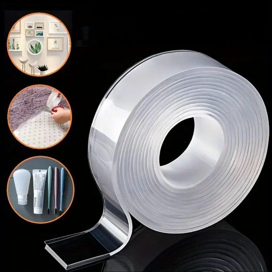 Лента клейкая, двусторонняя, прозрачная, акриловая, 2мм x 30мм x 5м