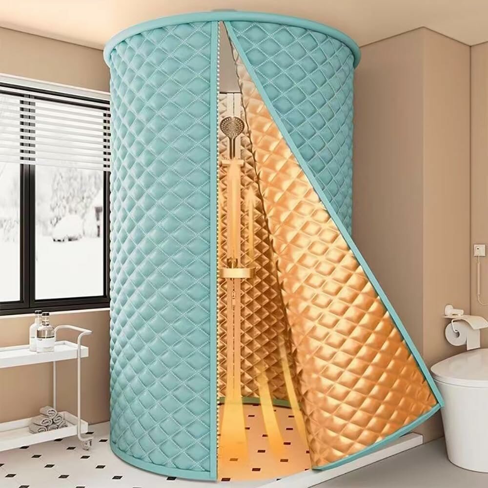 Утепленный чехол-купол для ванной 100x200 см, теплый зимний душ. Водоотталкивающая шторка, утепленный синтепон. Для уюта и тепла в ванной комнате.