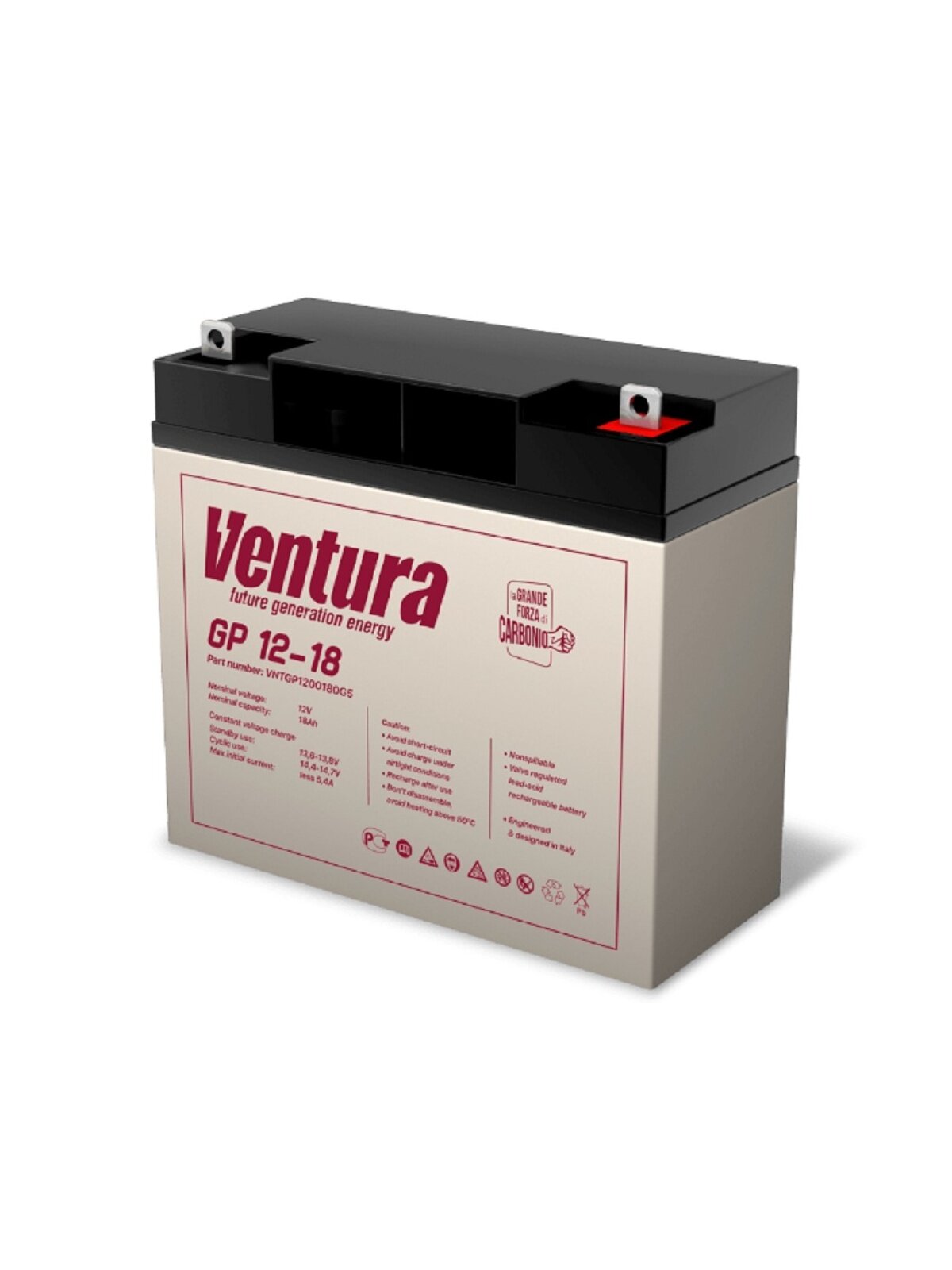 АКБ Ventura GP 12-18 12V/18Ah {G5, ДхШхВ 182х77х166мм, 5.15кг, срок службы 6-9 лет}