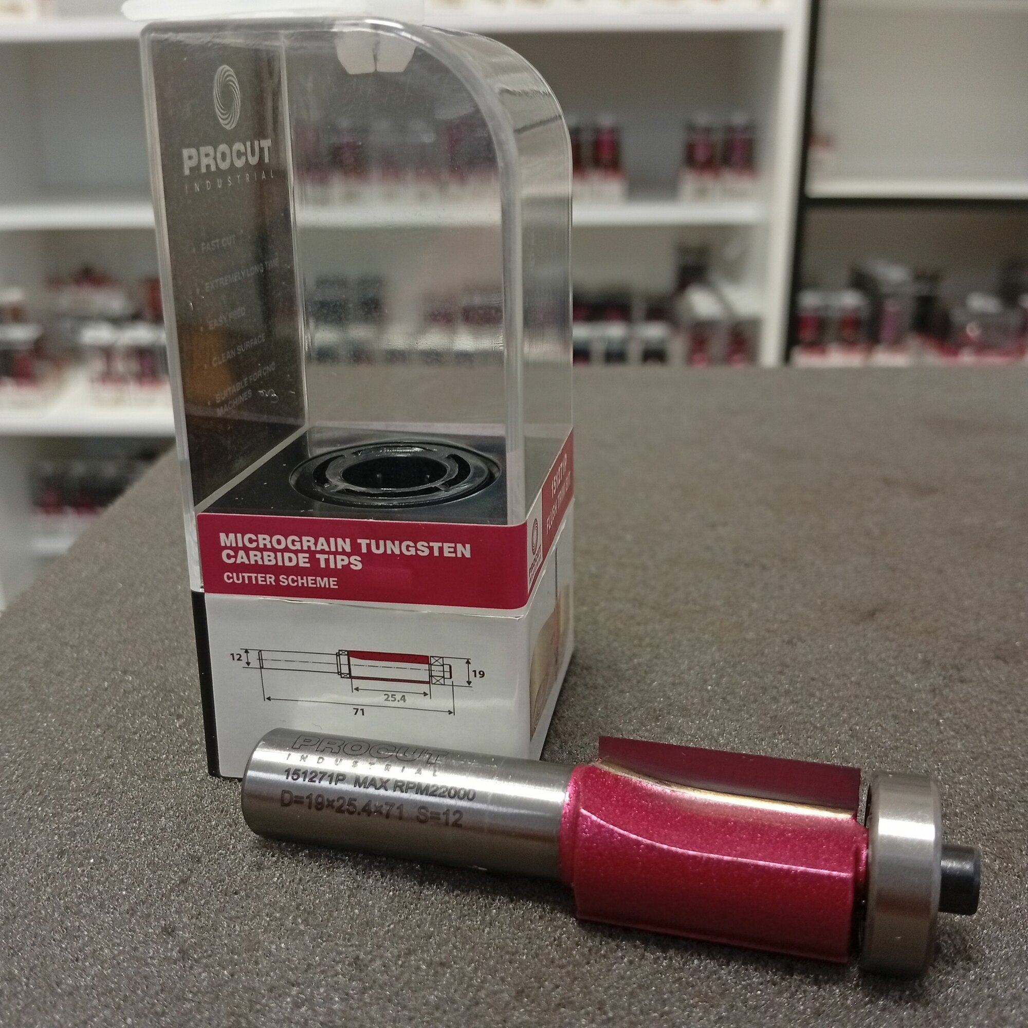 Фреза обгонная (нижний подшипник) проф серия D 19.05x25.4x65 S 12 PROCUT