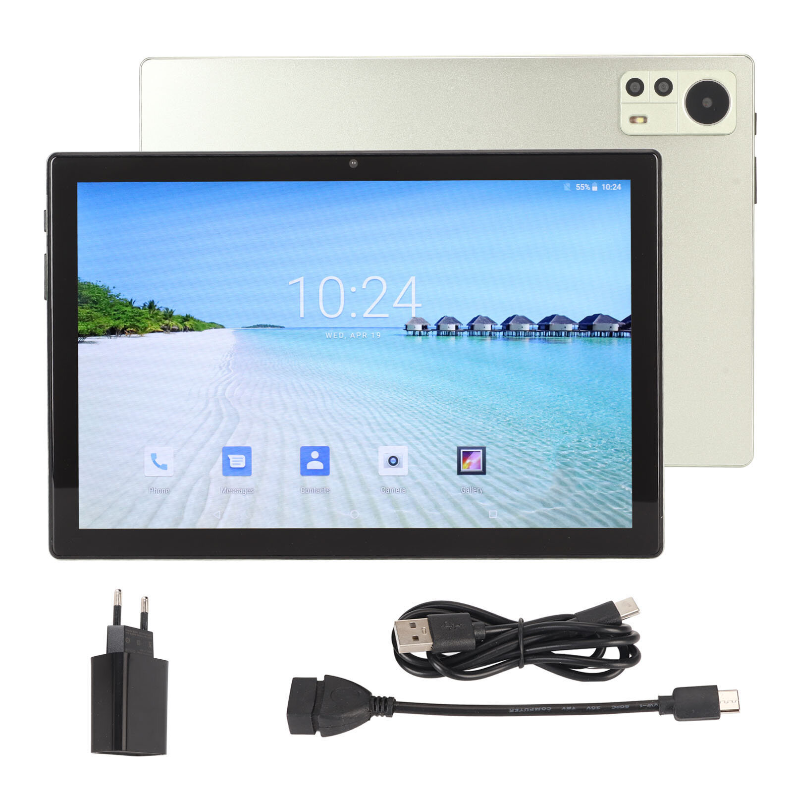 Планшет 10,1 дюйма: Android 8.1, 2/32 ГБ, 2.4G/5G WiFi, 8ядерный, 5/13 Мп, 4G, 100240В, EU, зеленый