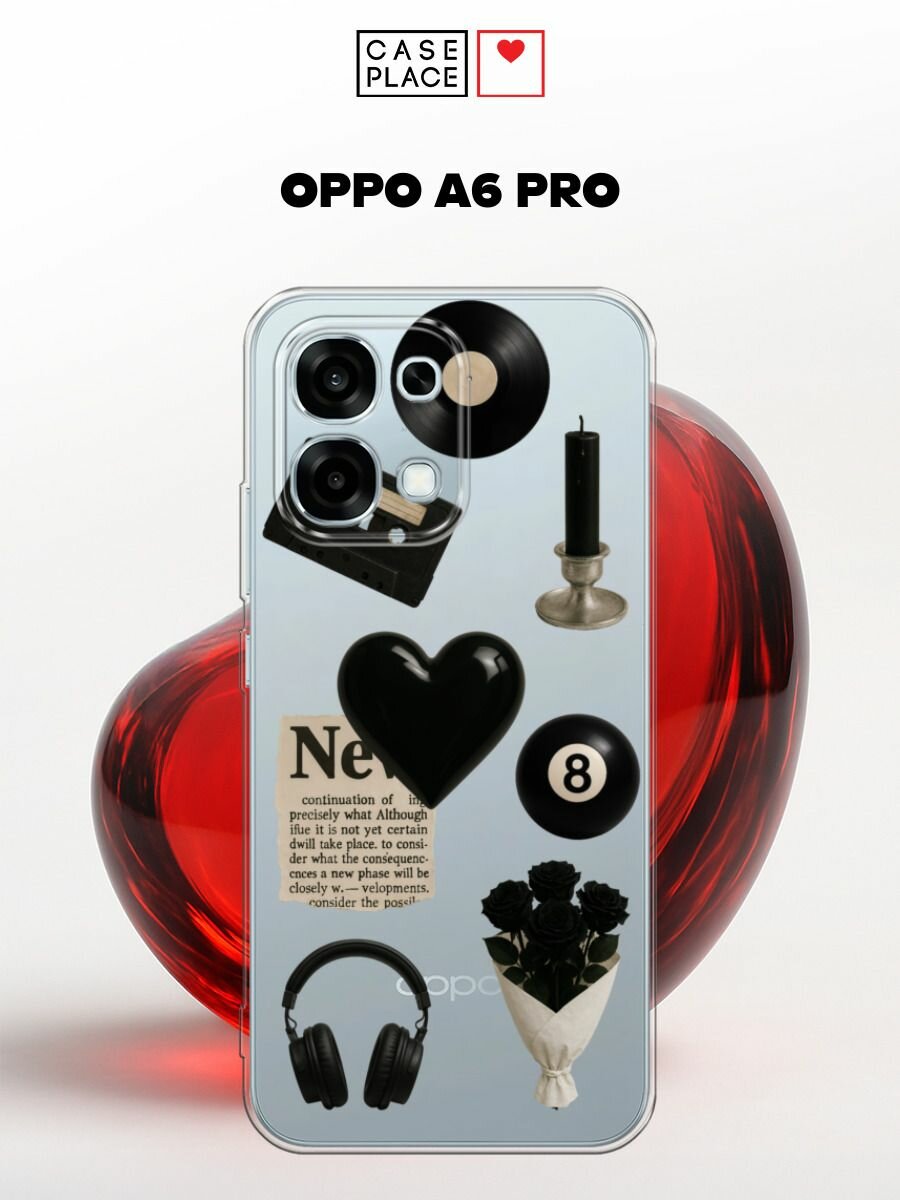 Чехол на Oppo A6 Pro / Оппо A6 Про с принтом Эстетичный коллаж