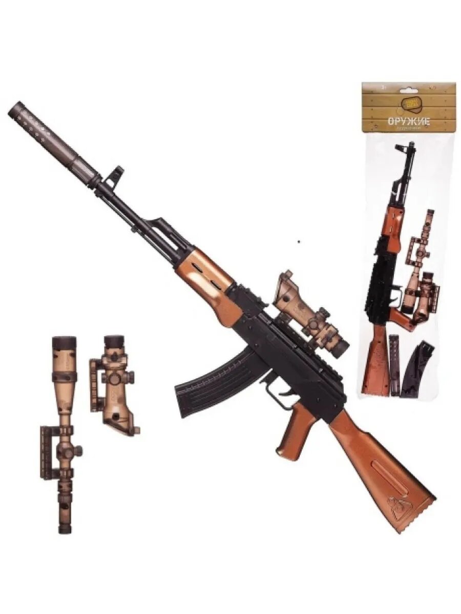 Автомат с 2 съемными прицелами, свет, звук