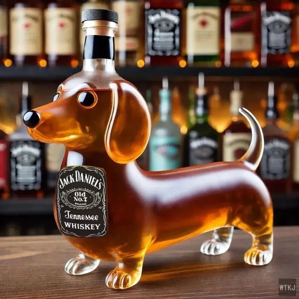 Jack Daniel's Графин в виде таксы, 0.3 л, стеклянный, для виски, коричневый