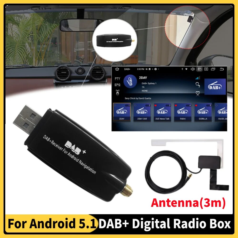 Автомобильный цифровой радиоприемник DAB+ USB-интерфейс Автомобильный DAB+ Box DAB+ Box Адаптер радиоприемника для Android 5.1 и выше автомобильного радиоприемника