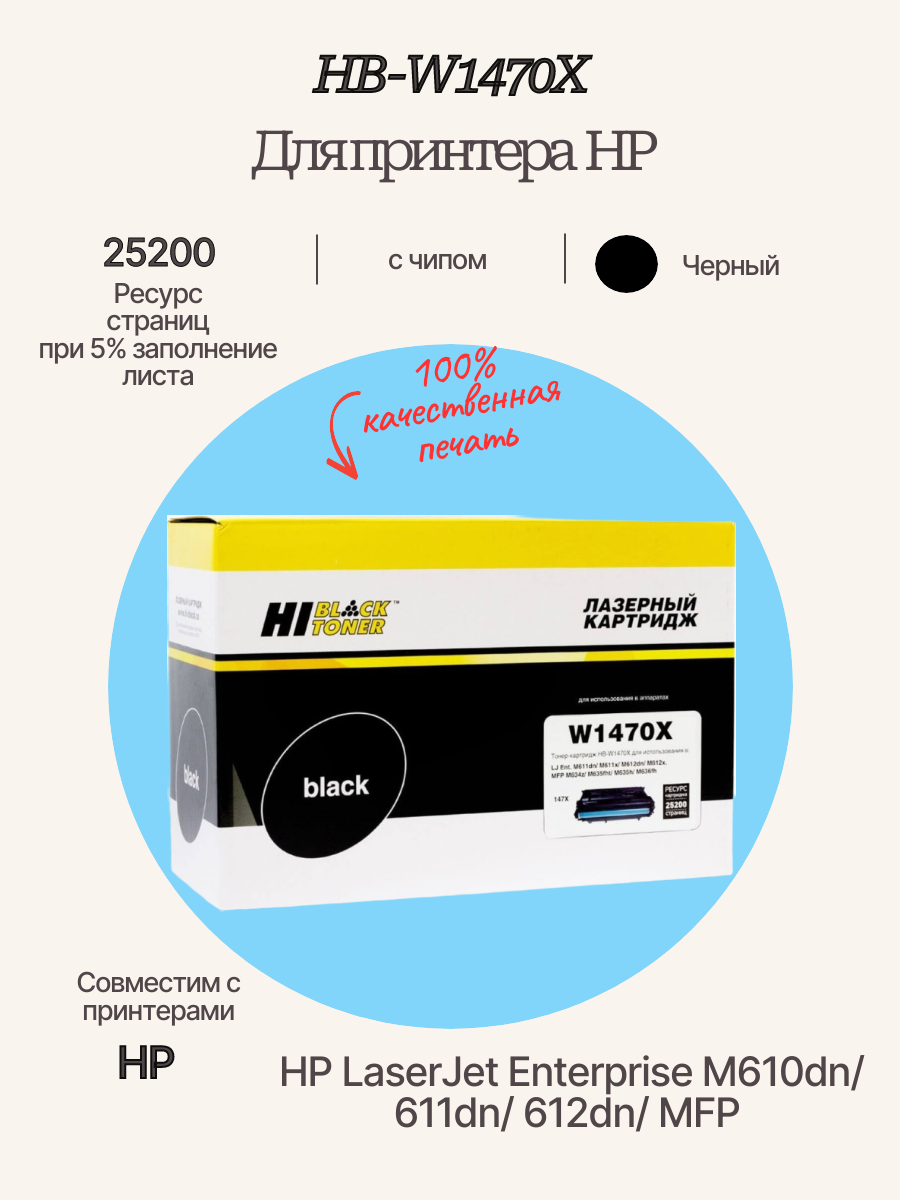 Картридж Hi-Black (HB-W1470X) для HP