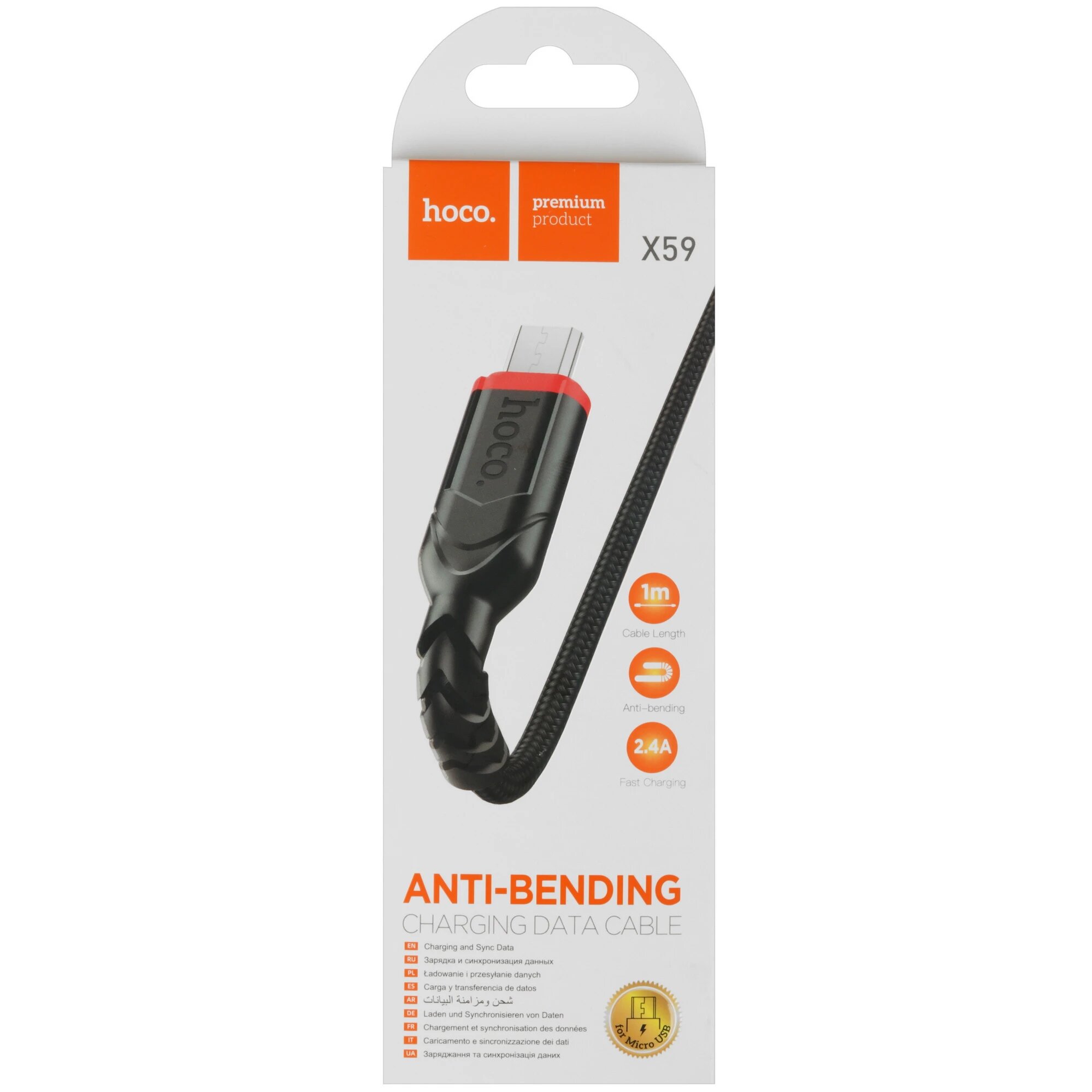 Кабель USB - microUSB (Am-Bm) Hoco X59 Victory, 1м, 2,4А, чёрный