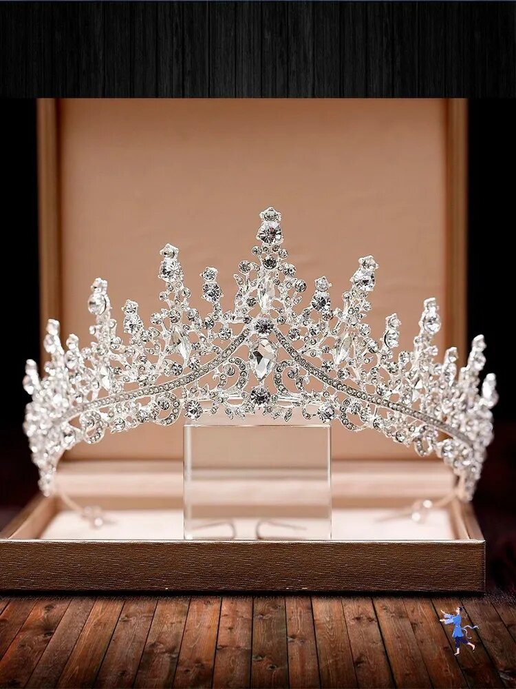 Диадема для волос с камнями и стразами 1 шт. Серебристо-белый Красивый цвет V764, для взрослых и детей