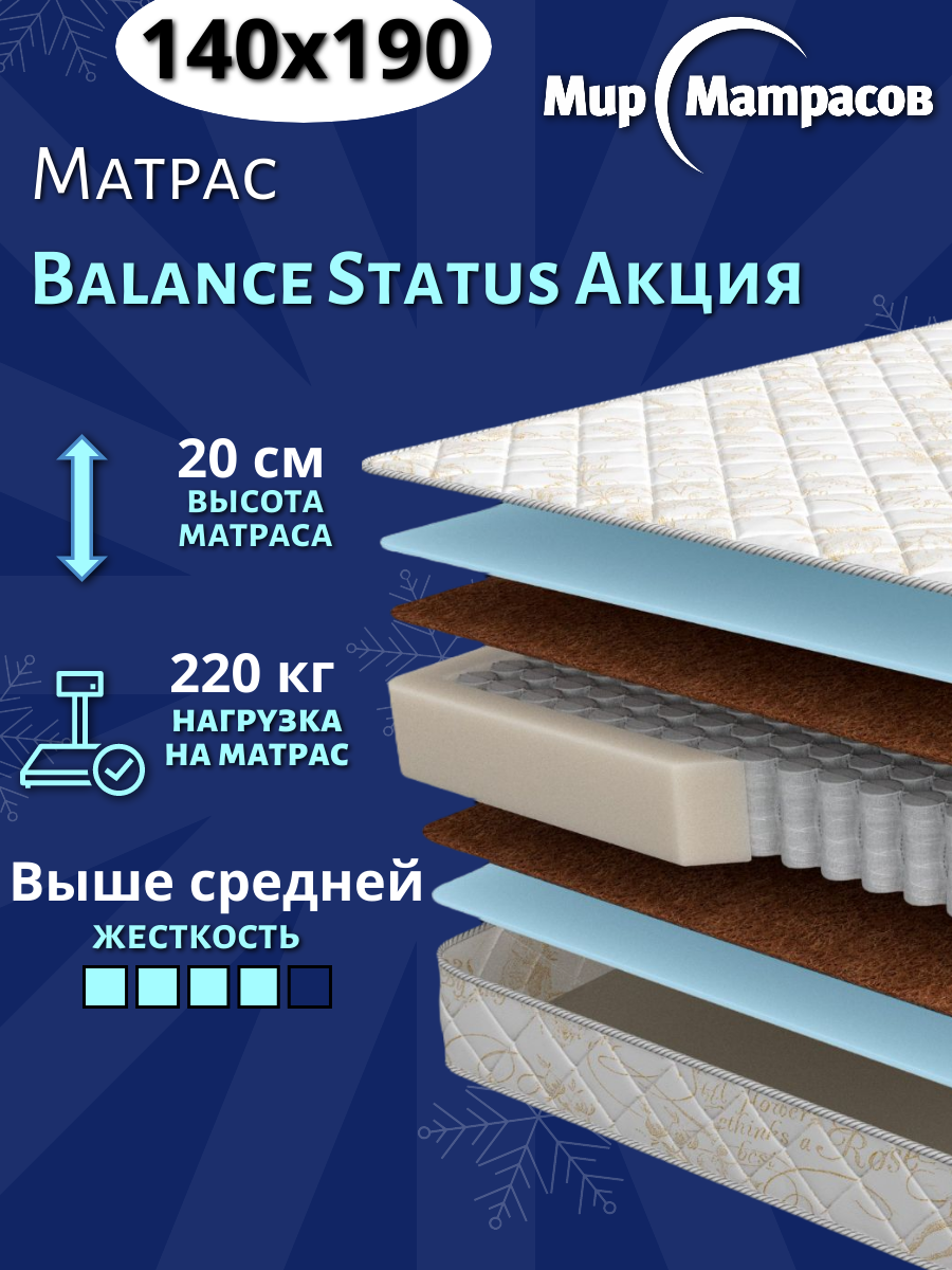 Матрас 140x190 Balance Status New,20см, пружинный, ортопедический