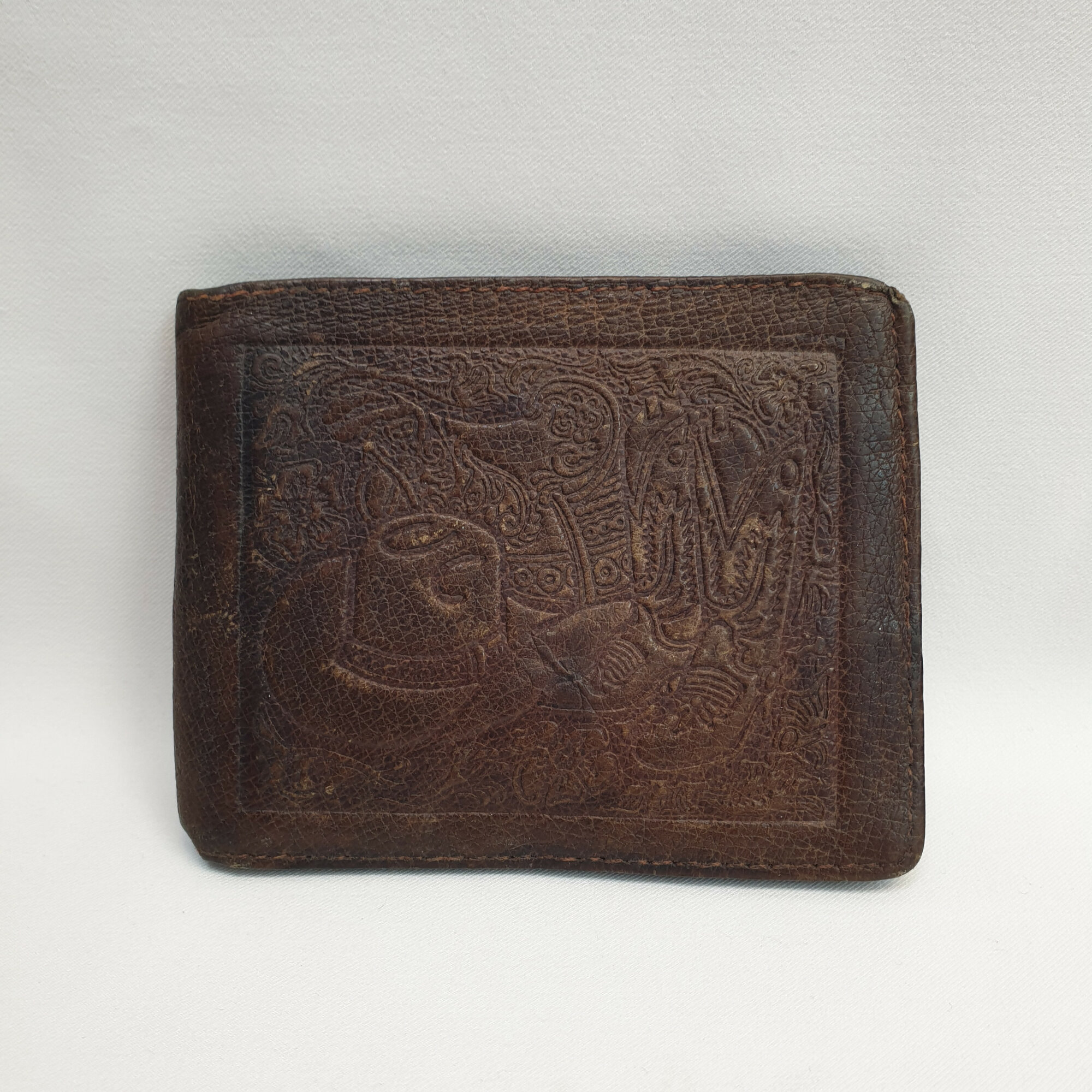 Винтажный кошелек для карточек кожаный, потертости, СССР.