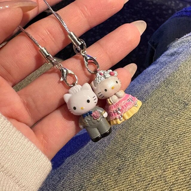 2-6 3D брелоков Hello Kitty, свадебные подарки с изображением кошки, брелоки для пар, креативные подвески для подарочных пакетов ко Дню святого Валентина