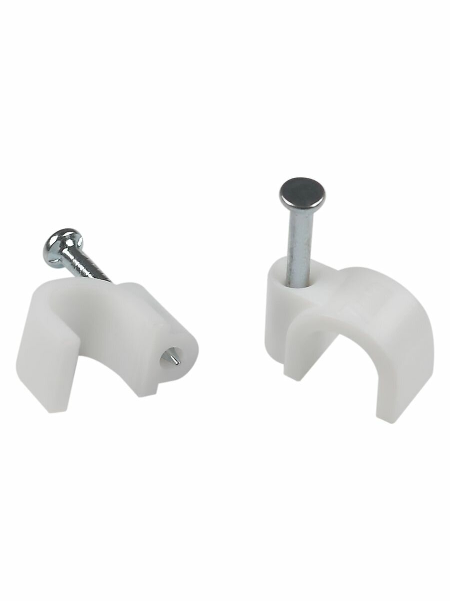 Скоба пластиковая ЭРА NO-224-570 крепежная круглая 8 мм белая, 50 шт