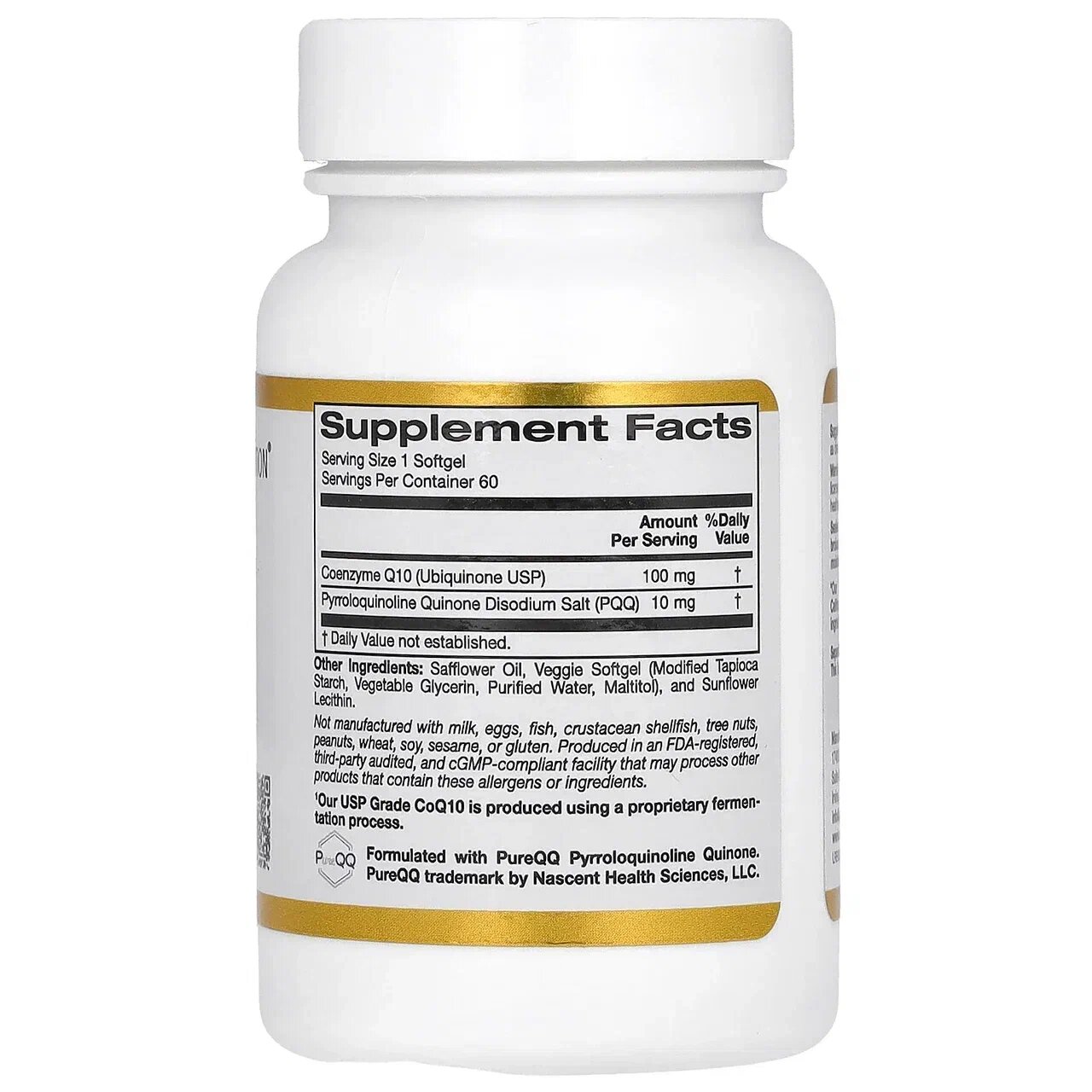 Бад California Gold Nutrition, CoQ10 + PQQ, 100 мг, 60 капсул