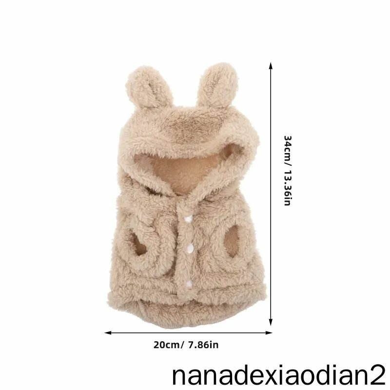 Зимняя одежда с ушками кролика и капюшоном из полиэстера для мелких питомцев