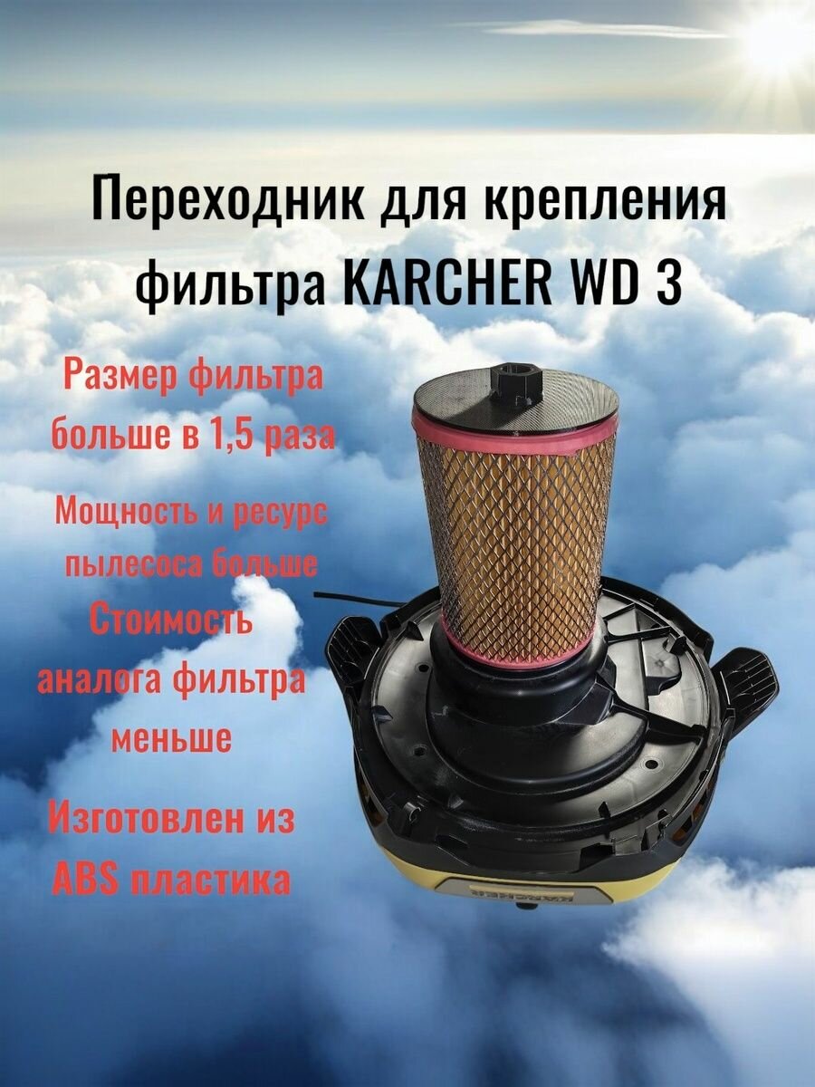 Переходник адаптер для пылесоса Karcher WD3 без фильтра