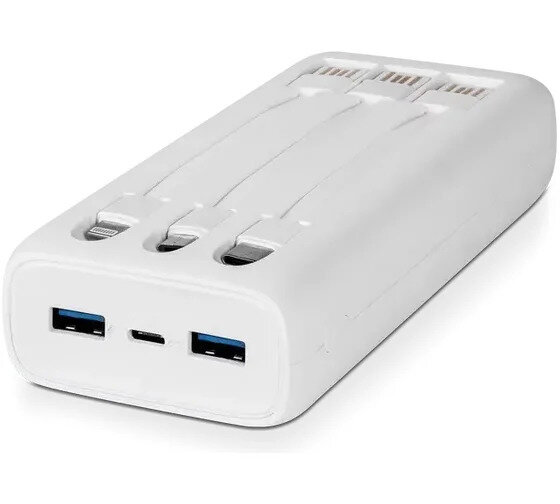 Внешний аккумулятор TTEC PowerSlim Trio LCD 20000mAh PD 22,5W Trio Cable White 2BB203B