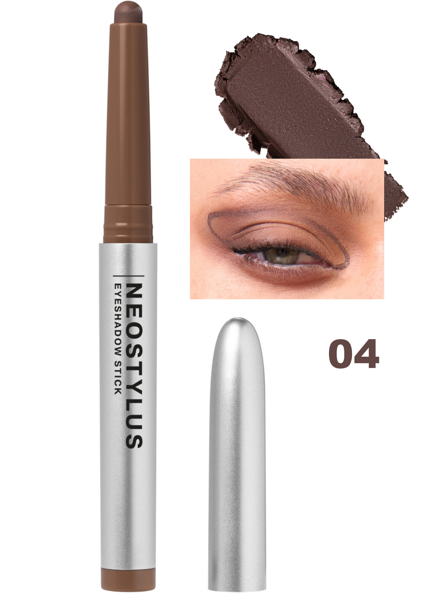 INFLUENCE BEAUTY Neostylus Тени карандаш для век в стике тон 04 холодный коричневый