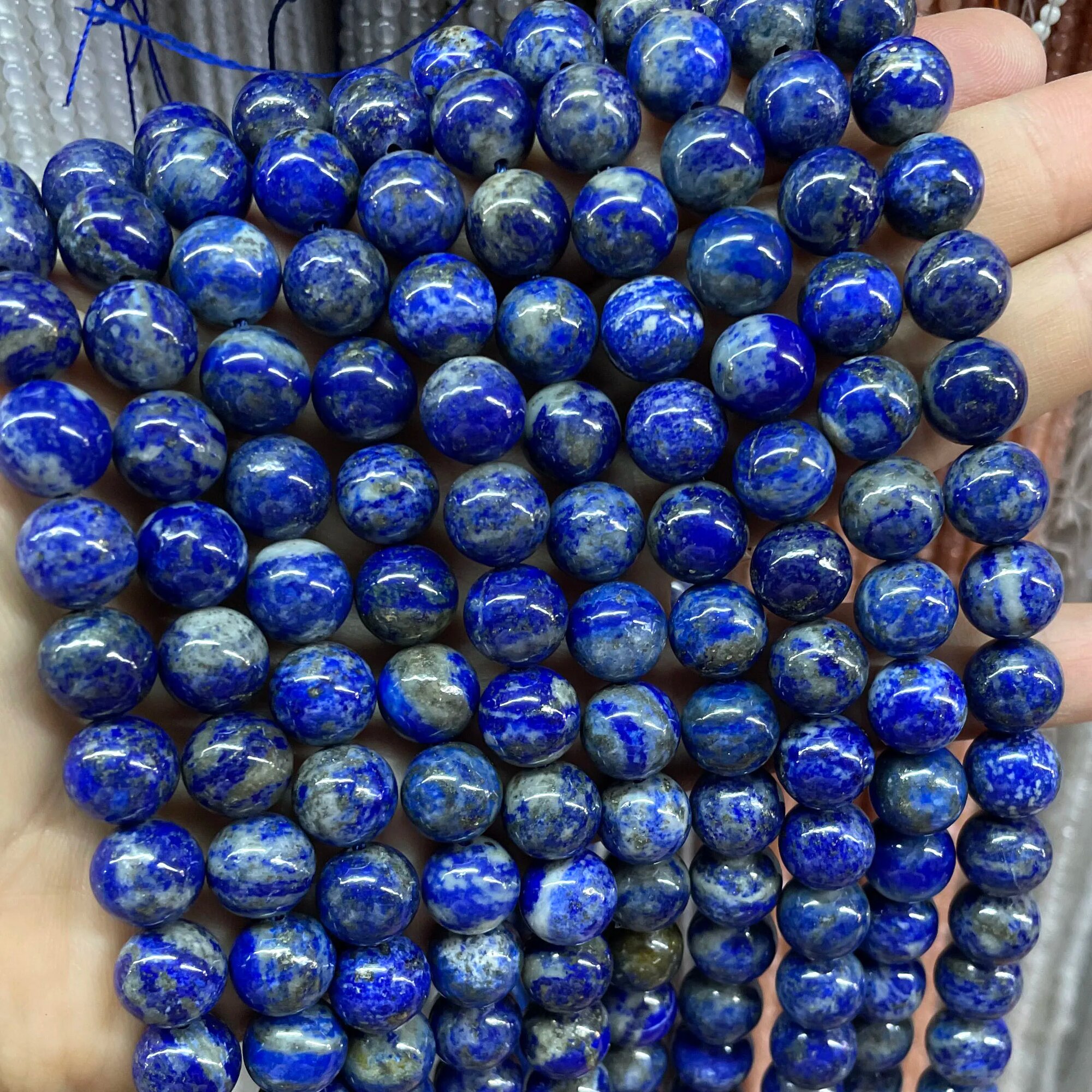 Натуральные бусины турмалин апатит морган кварц SYSRXLR 6 8 Темно-синий, 8mm 21-23pcs, Lapis Lazuli