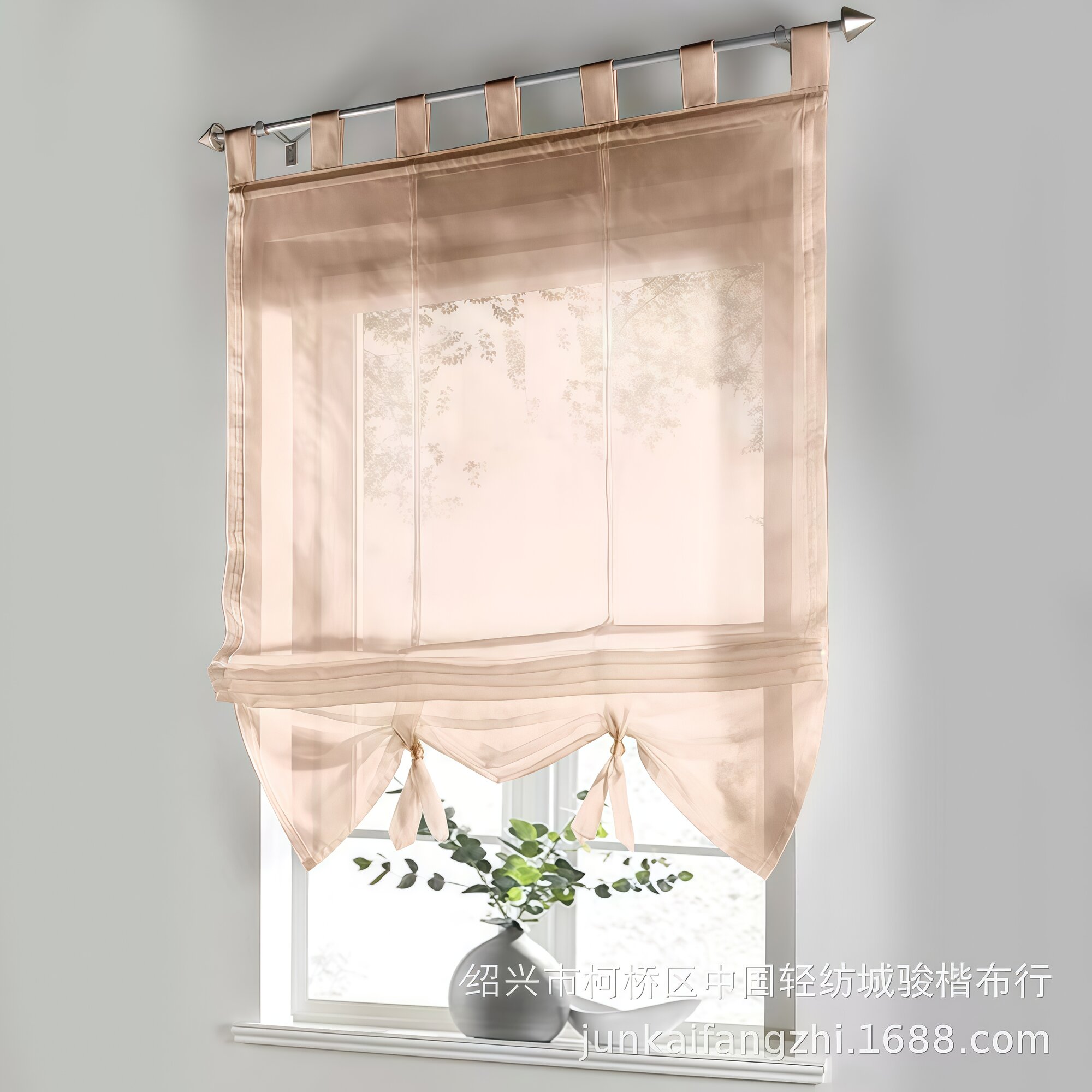 Прозрачные римские шторы из полиэстера 1 шт, розовый, W100cm x H155cm