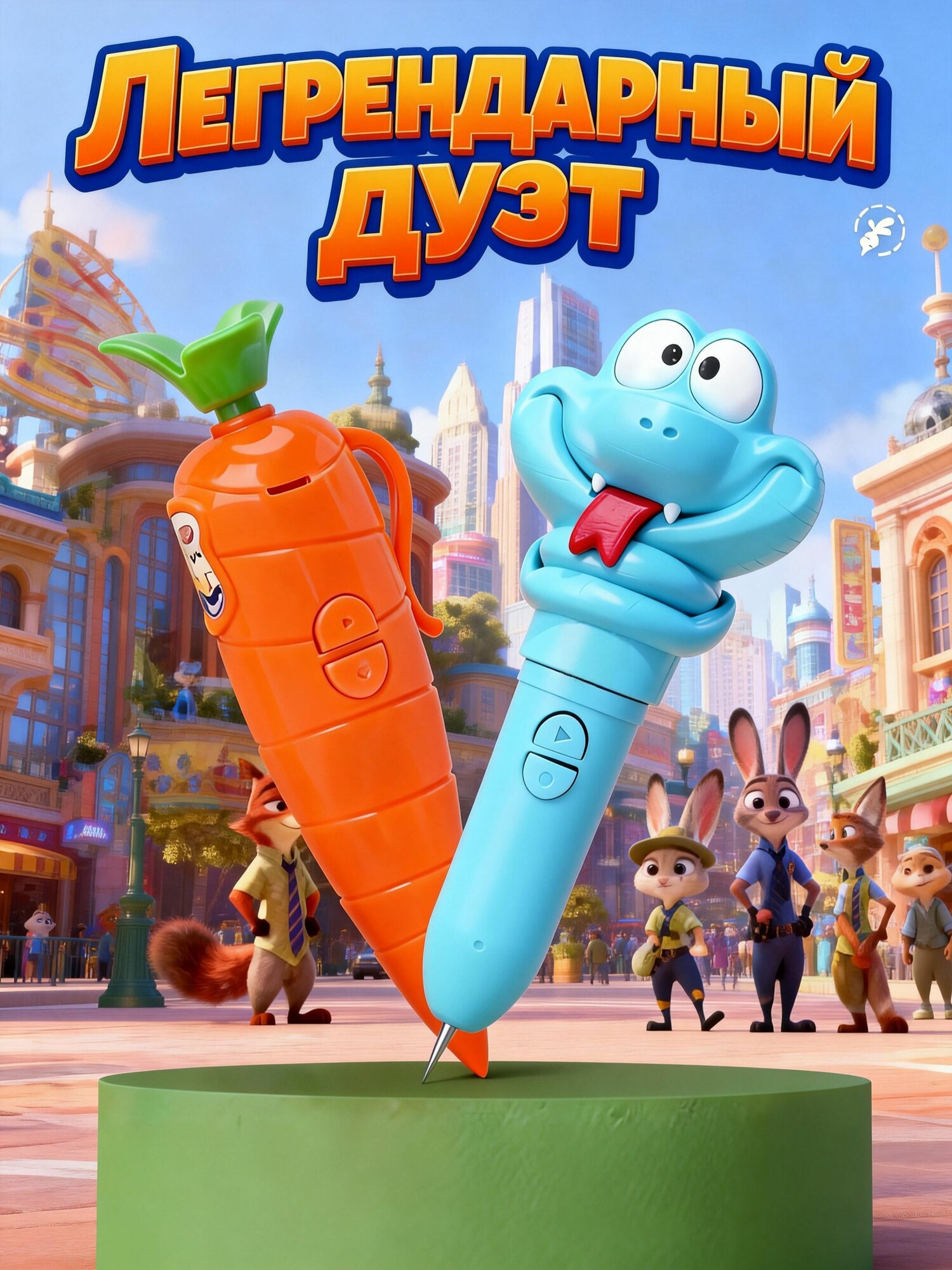 Подарочный набор из 2-х ручек-диктофонов: Морковка Зверополис и Антидот Гари, обе пишут и записывают звук