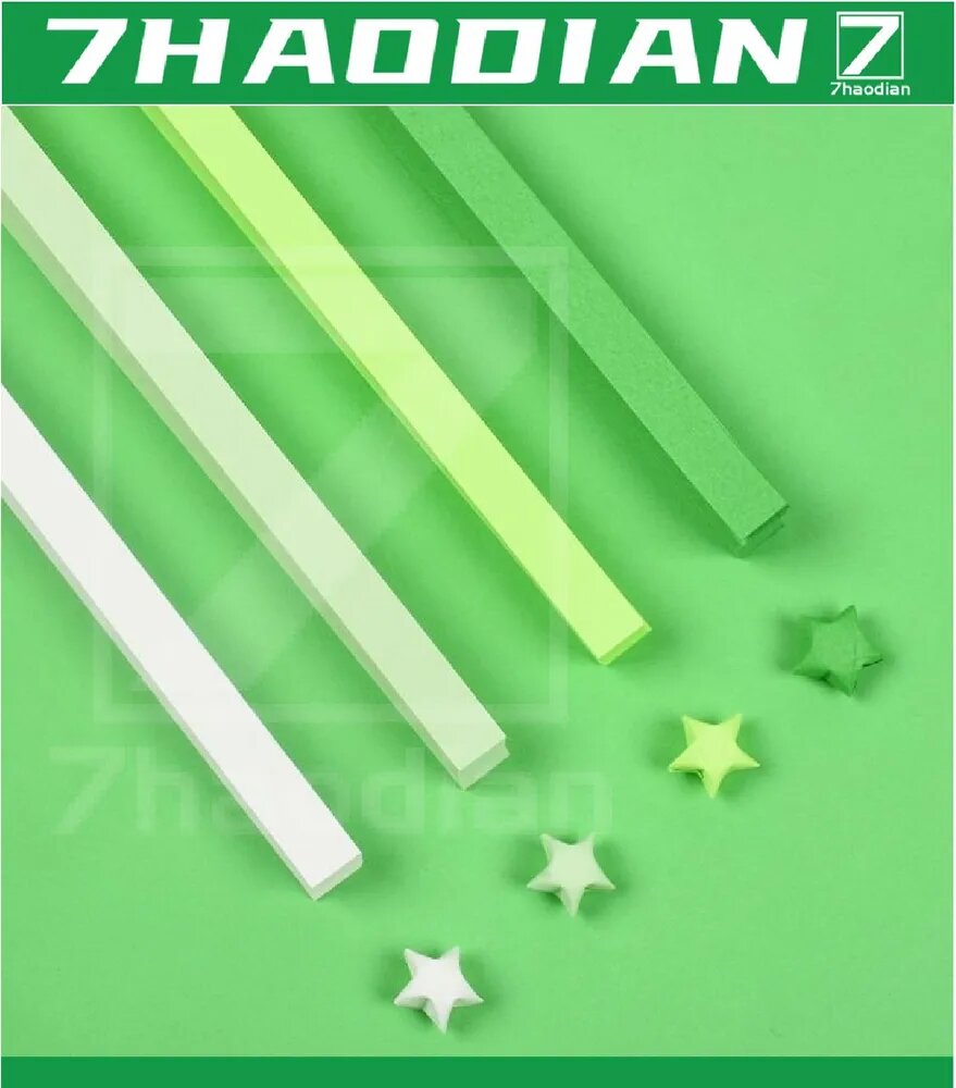Бумага для квиллинга, для звездочек, оригами / бумажные полоски. Набор 540 шт. 4 цветов. Размер 23.5х1 см. Цвет зеленый.