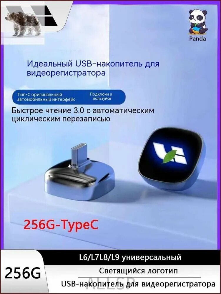 Флешка USB для видеорегистратора Li Xiang L7 L8 L9 с подсветкой логотипа, USB 3.0, совместима с автомобилями Li Auto