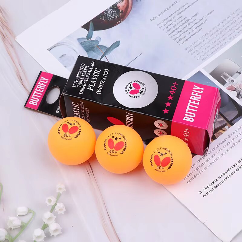 Эксклюзивные пластиковые мячи 3 штуки желтые Butterfly R40 Plus 3 звезды