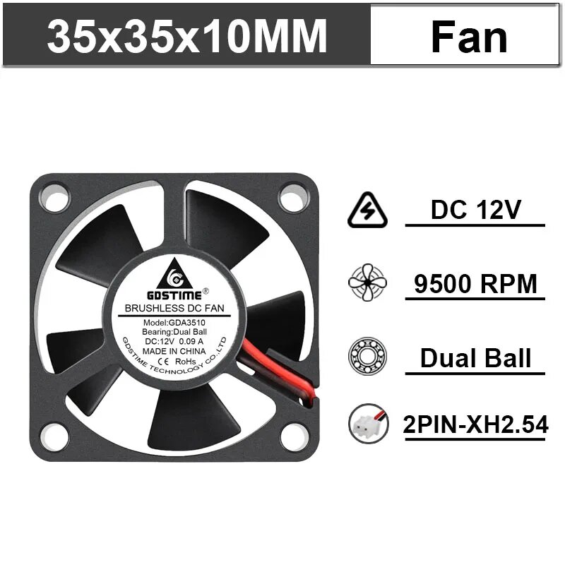 Gdstime GDA3510 бесщеточный вентилятор для 3D принтера 12V
