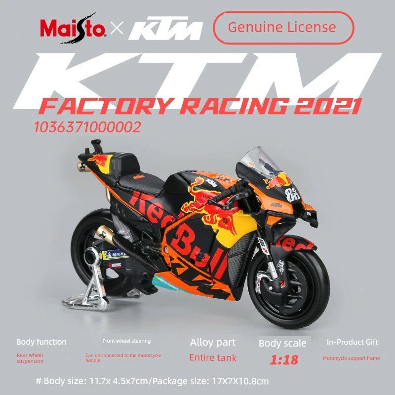 Реплика мотоцикла Red Bull KTM Factory Racing MotoGP в масштабе 1:18, 2021 год, номер #88, алюминиевая модель