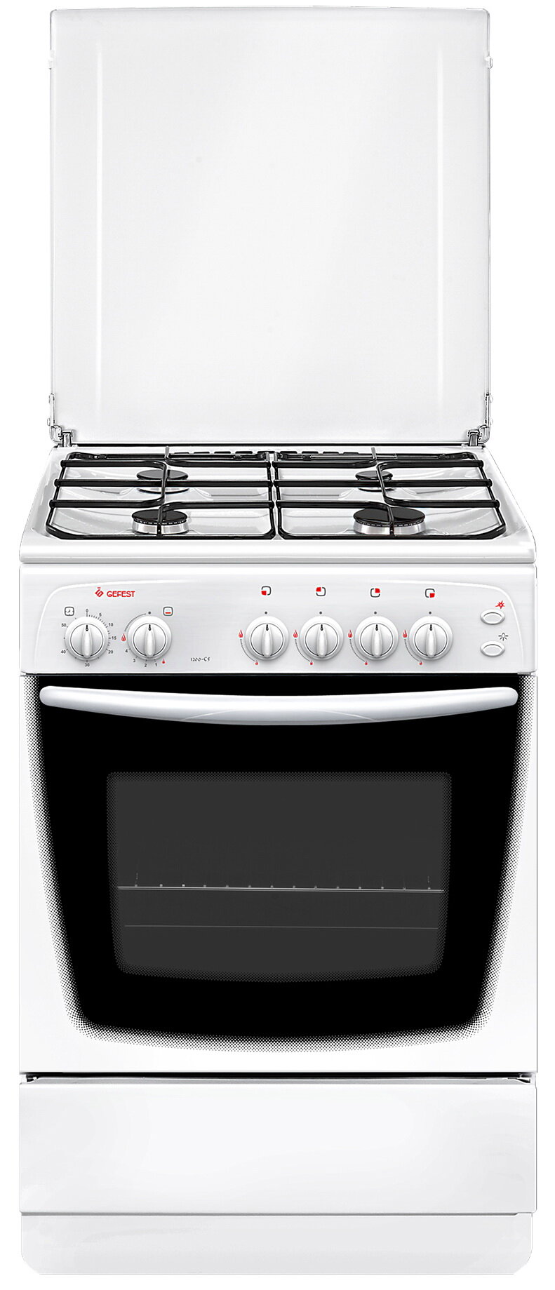 Газовая плита Gefest Брест 1200 С5 60 см, 63 л, 4 конфорки, белый