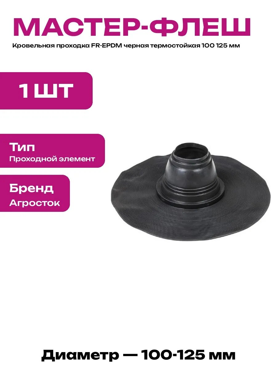 Проходной элемент FR-EPDM черный термостойкий для вентиляции