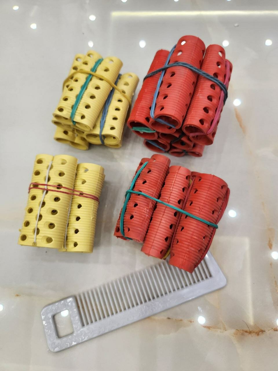 Бигуди резиновые 20штук+расчёска в подарок. Для быстрой укладки феном, можно на ночь