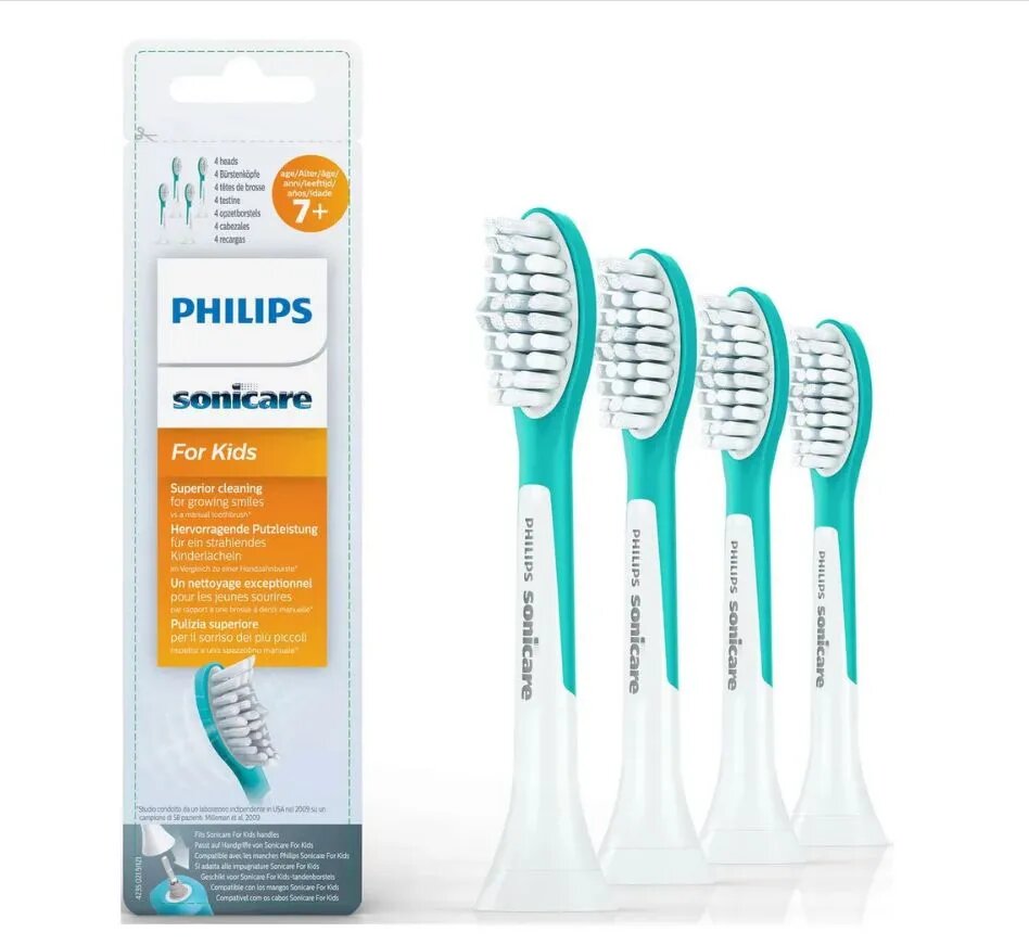 Насадки для электрической зубной щетки Philips Sonicare Kids HX6044/33 для детей (7+), для бережного очищения, 4 шт