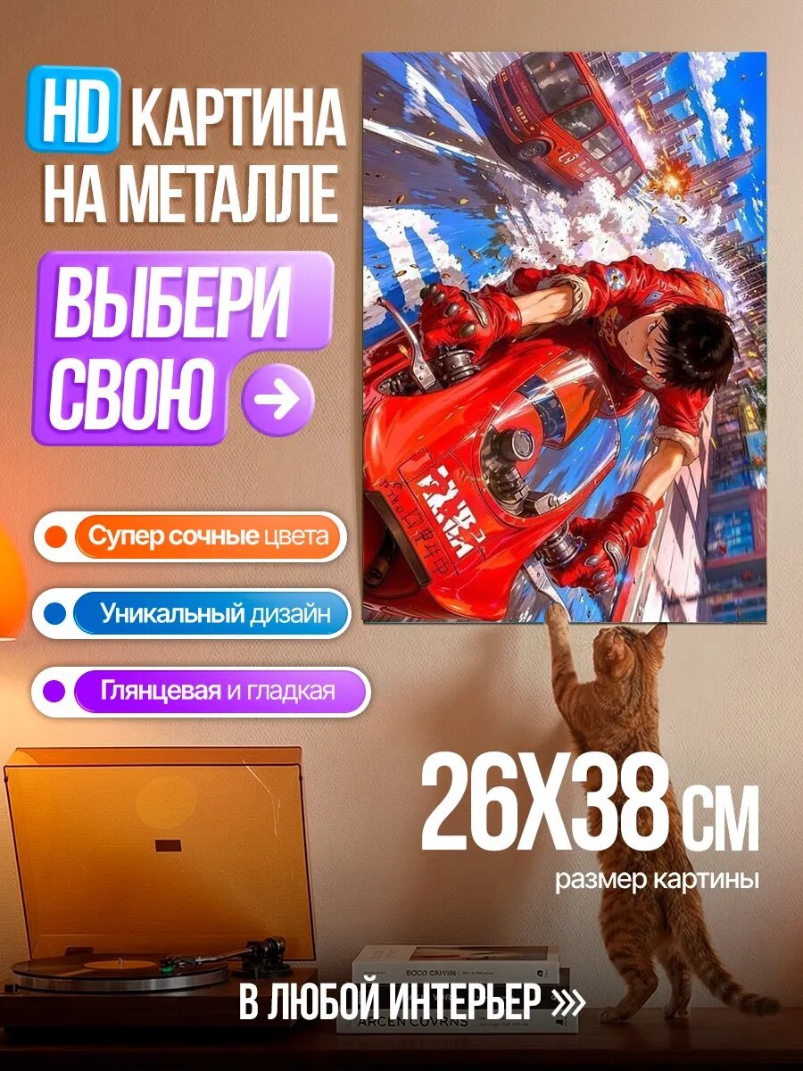 Картина на HD металле Акира на мотоцикле