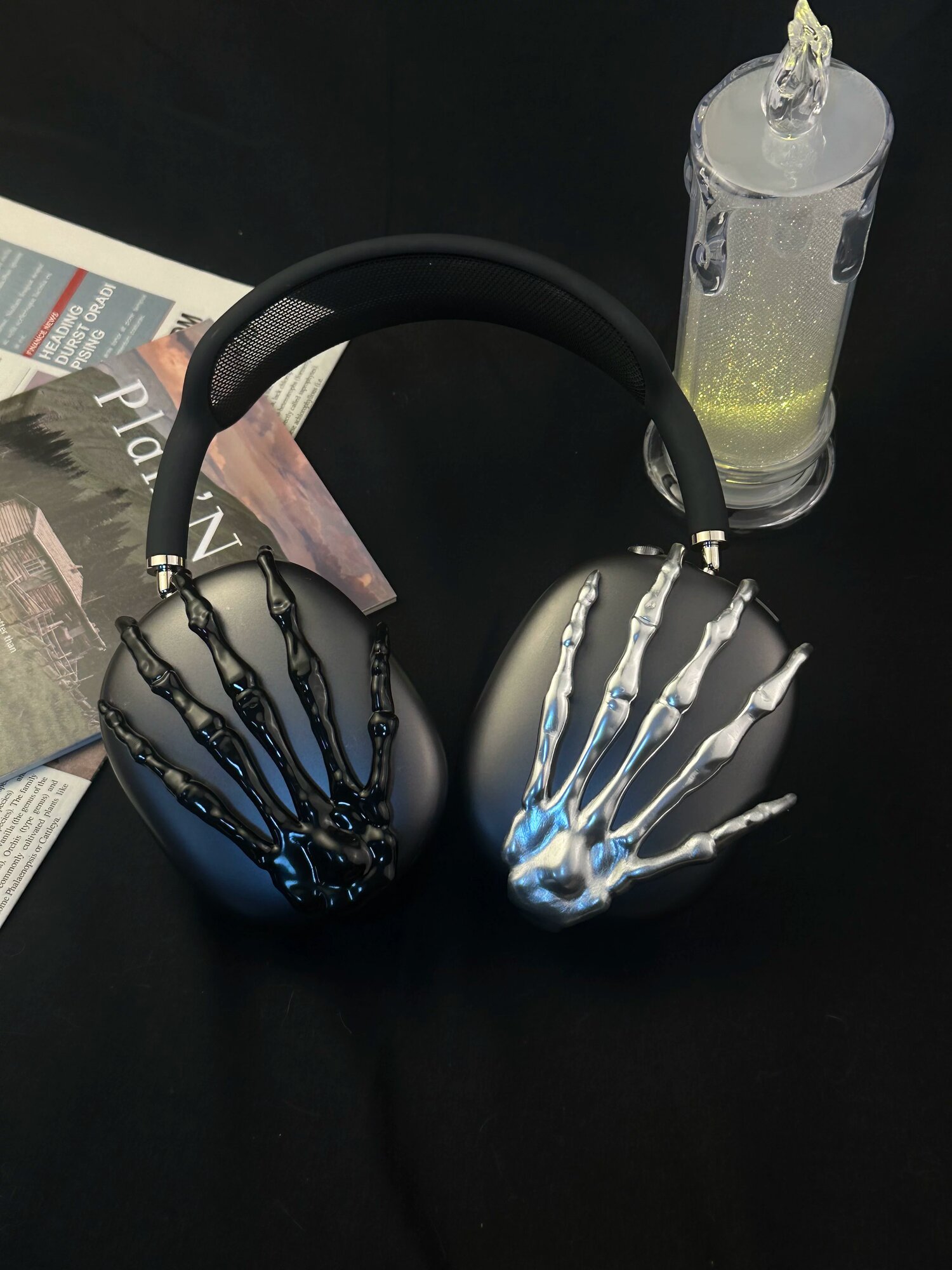 Черный костяной коготь скелет чехол для AirPods Max 1/2, 3D печать, для одной пары, ретро высококачественная защита