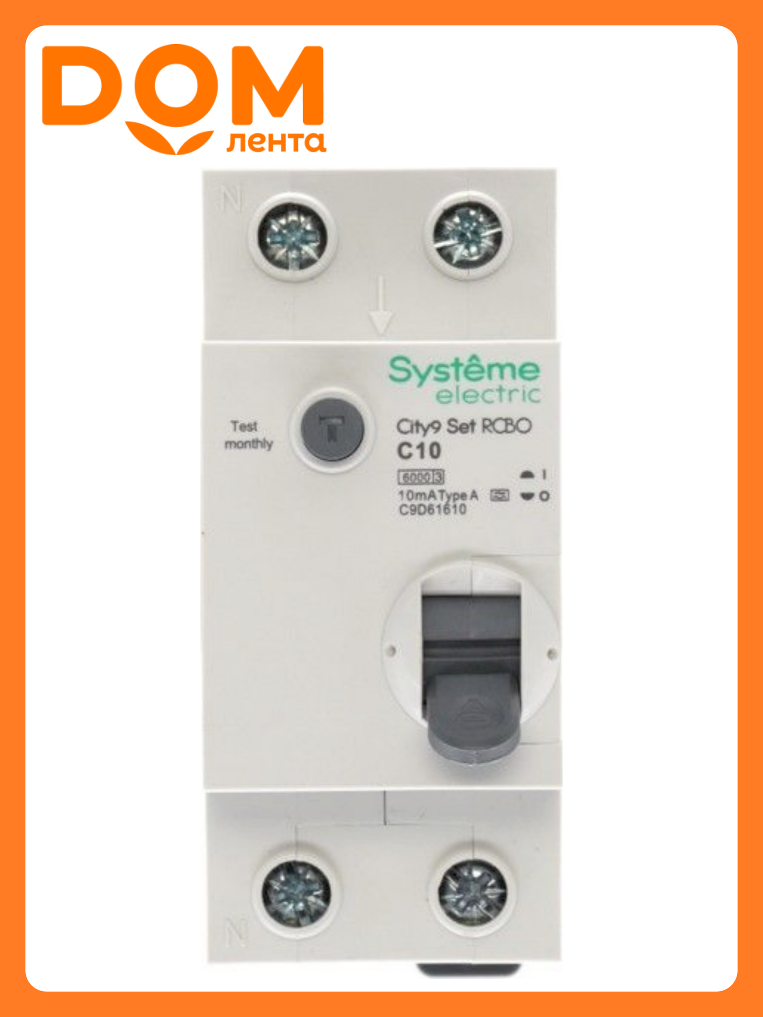 Выключатель АДТа City9 Set (АВДТ) 1P+N C 10А 6кА 10мА Тип-A 230В SE C9D61610
