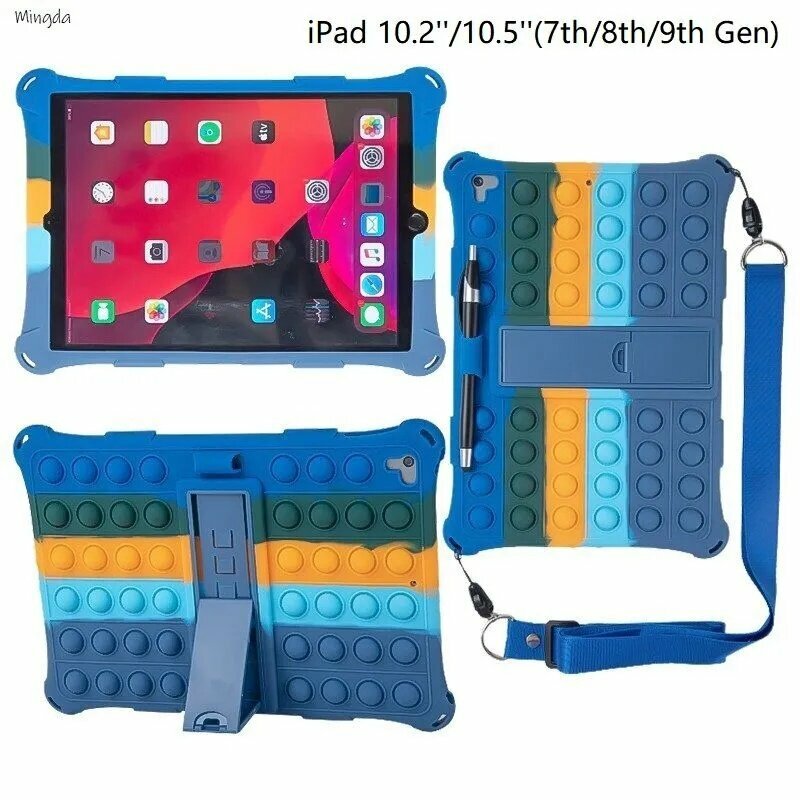 Защитный чехол для iPad 10.2'/10.5'(7th/8th/9th Gen), планшета с плечевым ремнем Защищенный от падения чехол для планшета, ослепительно темно-синий