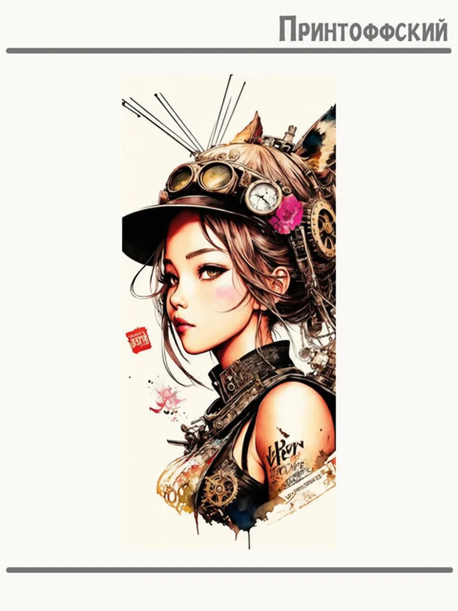 Термонаклейка для одежды и аксессуаров DTF-печать девушка стимпанк steampunk