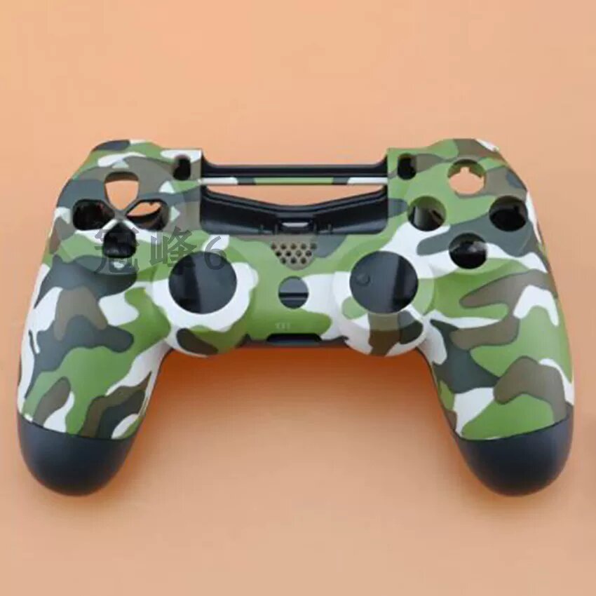 Чехол для контроллера PS4 Slim с зелёным камуфляжем и чёрным прозрачным рисунком