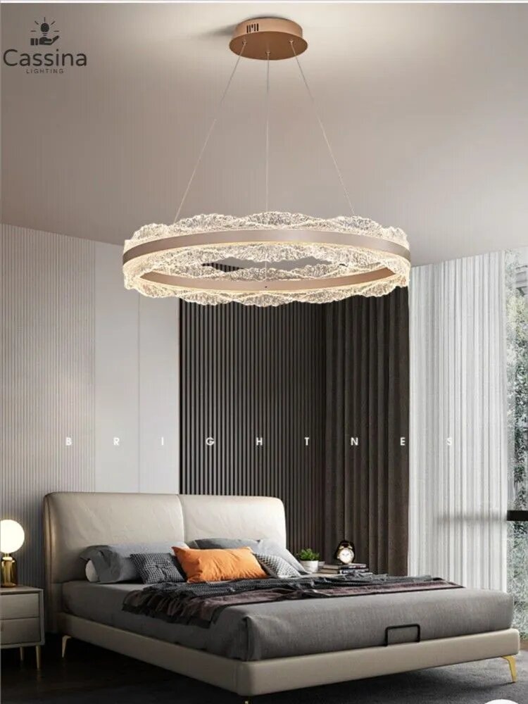 Светодиодная люстра Cassina LED 88 Вт круглая золотистая для гостиной и спальни диаметром 80 см — фото 1