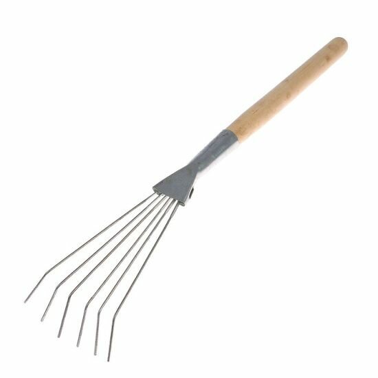 Грабли веерные оцинкованные 6зуб. проволочные , деревянный черенок , цветочные дл. 63см