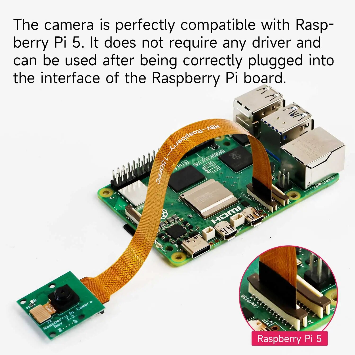 CSI Камера 5Мп для Raspberry Pi 5, 15см — фото 1