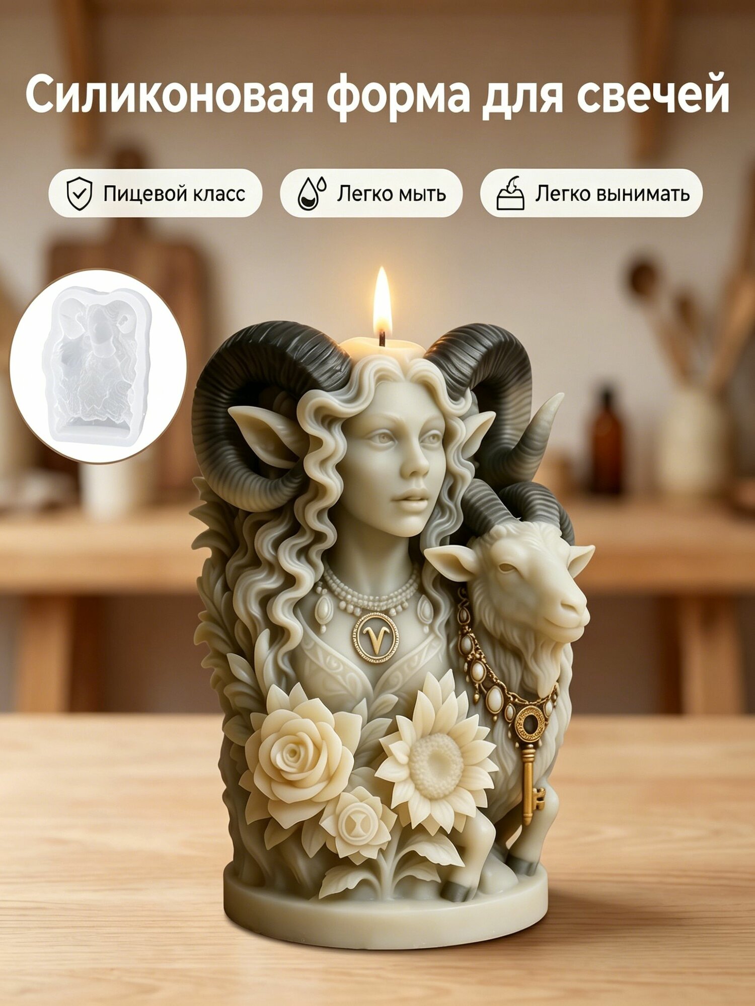 Молд для литья/Силиконовая форма для DIY коза-богиня, для эпоксидной смолы и гипса